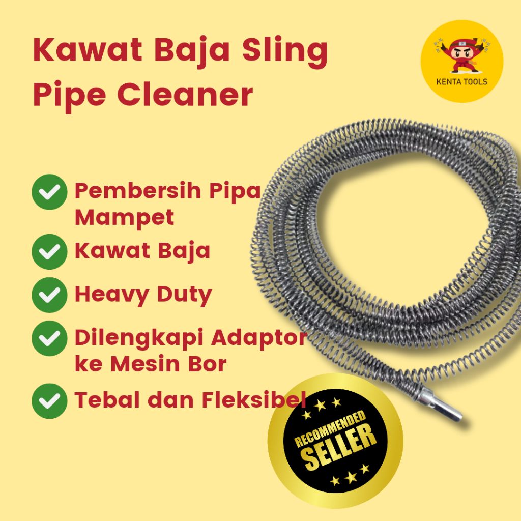 Jual Kawat Baja Sling Pipe Cleaner Pembersih Saluran Pipa Air Mampet dengan Adapter Adaptor ...