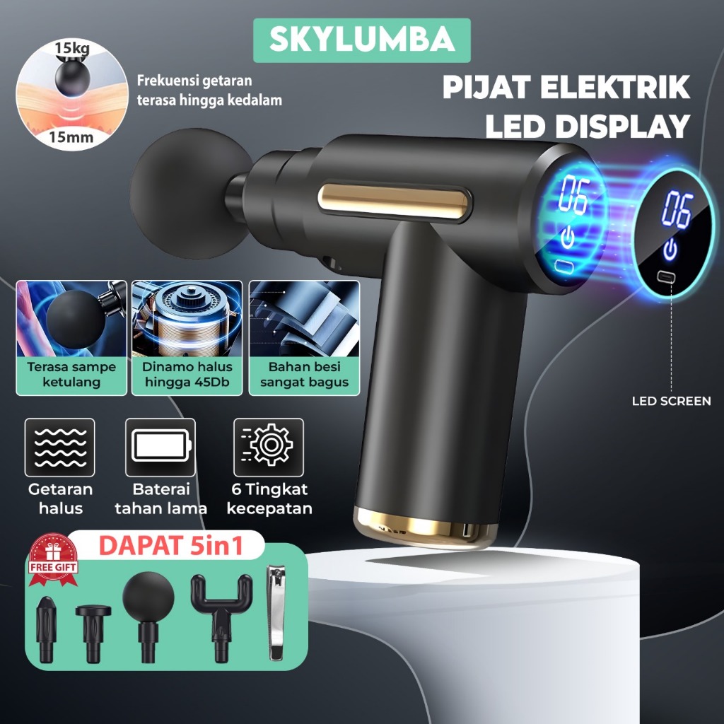 Jual Skylumba Alat Pijat Terapi Relaksasi Elektrik LED Screen Massage Gun Pijat Getar Elektrik ...
