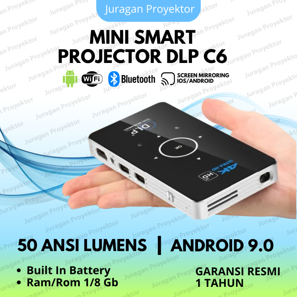 Jual Projector DLP C6 Mini Android Wifi Bluetooth 4K Full HD | Proyektor DLP C6 | Smart ...