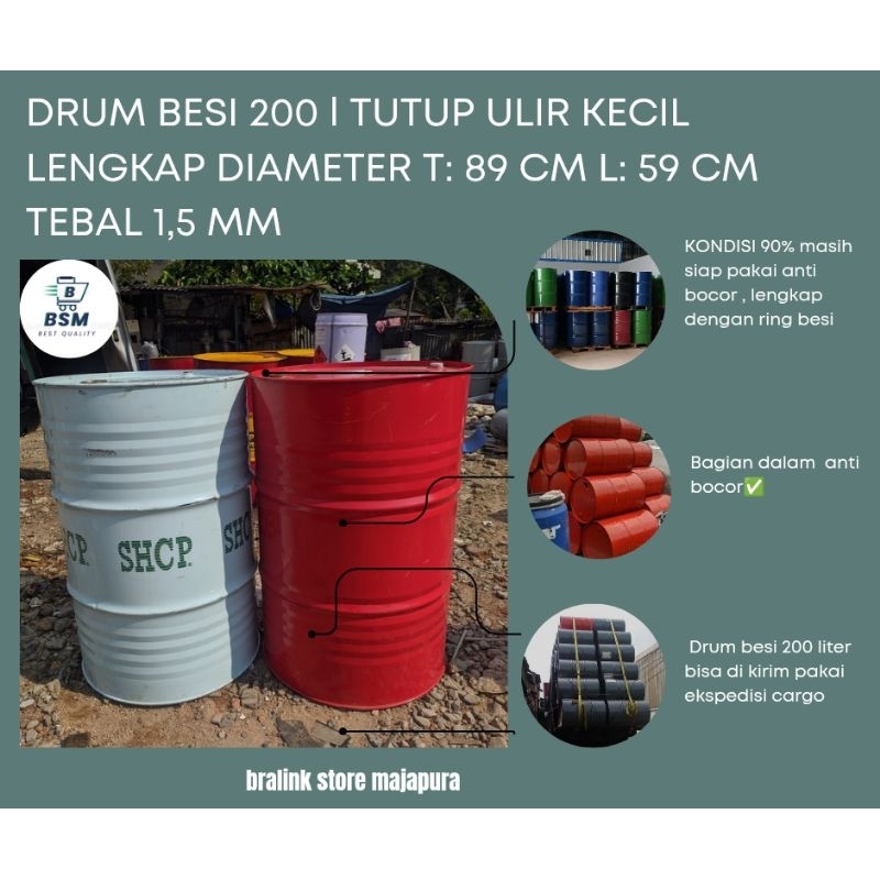 Jual Drum besi/galvanis kapasitas 200 liter tinggi 89cm lebar 59 cm ...