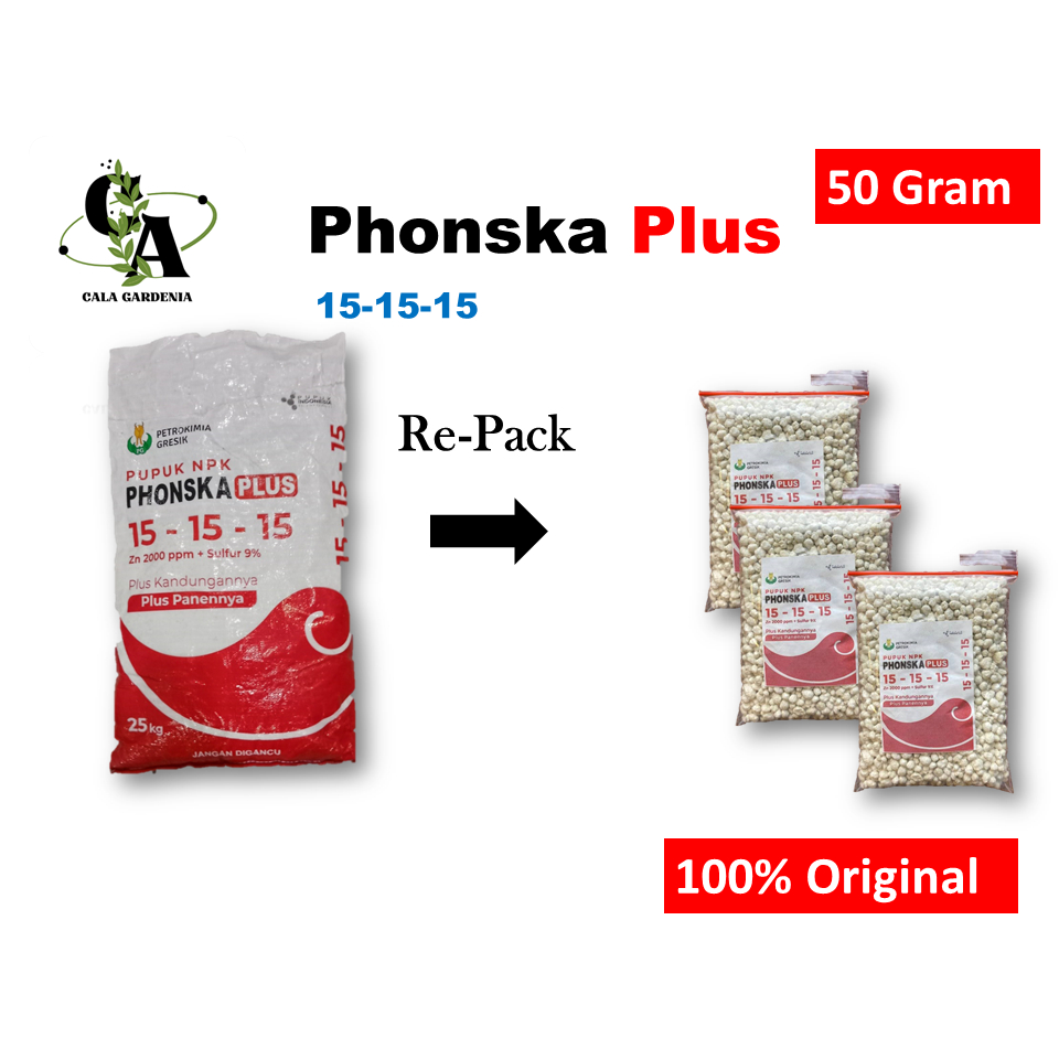 Jual PUPUK NPK PHONSKA PLUS 15 15 15 REPACK 50 GRAM ORIGINAL PENYUBUR ...