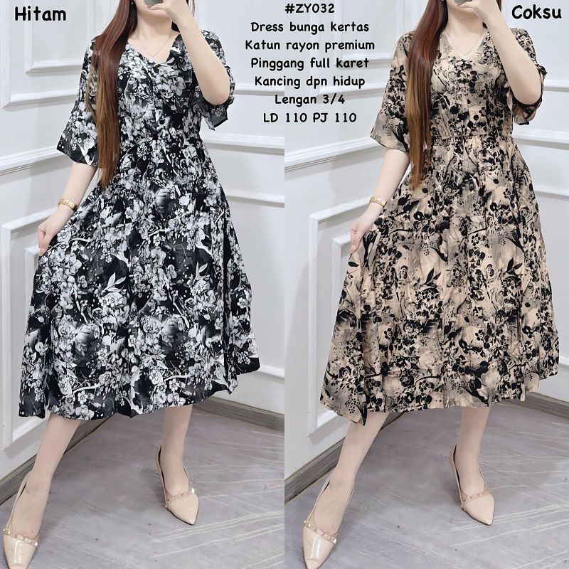 Jual 032 Dress bunga kertas DETAIL DI PICT | Shopee Indonesia