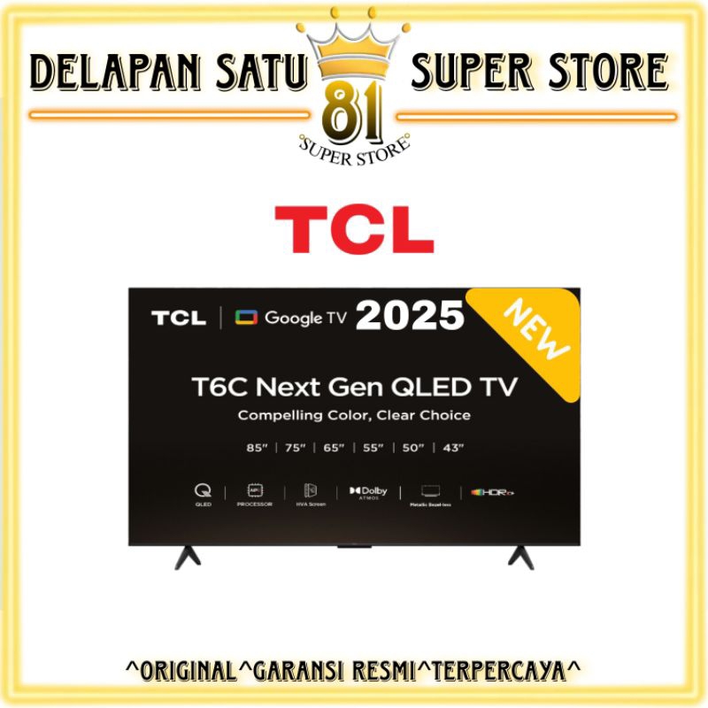 Jual TCL 43T6C QLED TV 43" 4K UHD HDR DOLBY VISION ATMOS | Shopee Indonesia