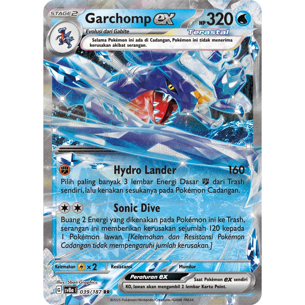 Jual Pokemon TCG Indonesia sv8a Garchomp ex 039/187 RR | Shopee Indonesia