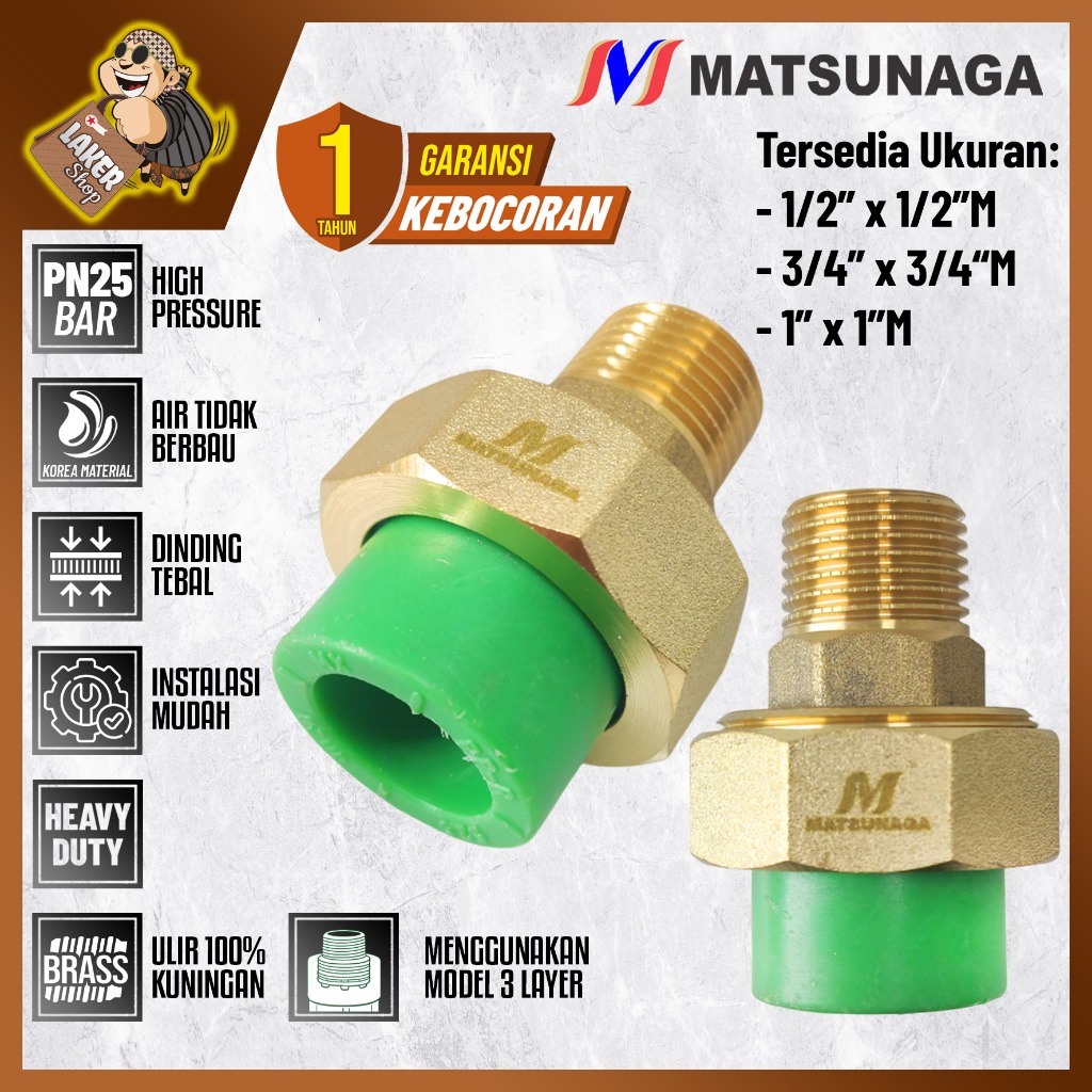 Jual Matsunaga Sambungan Water Mur Drat PPR Pipa x Ulir Luar | Shopee ...