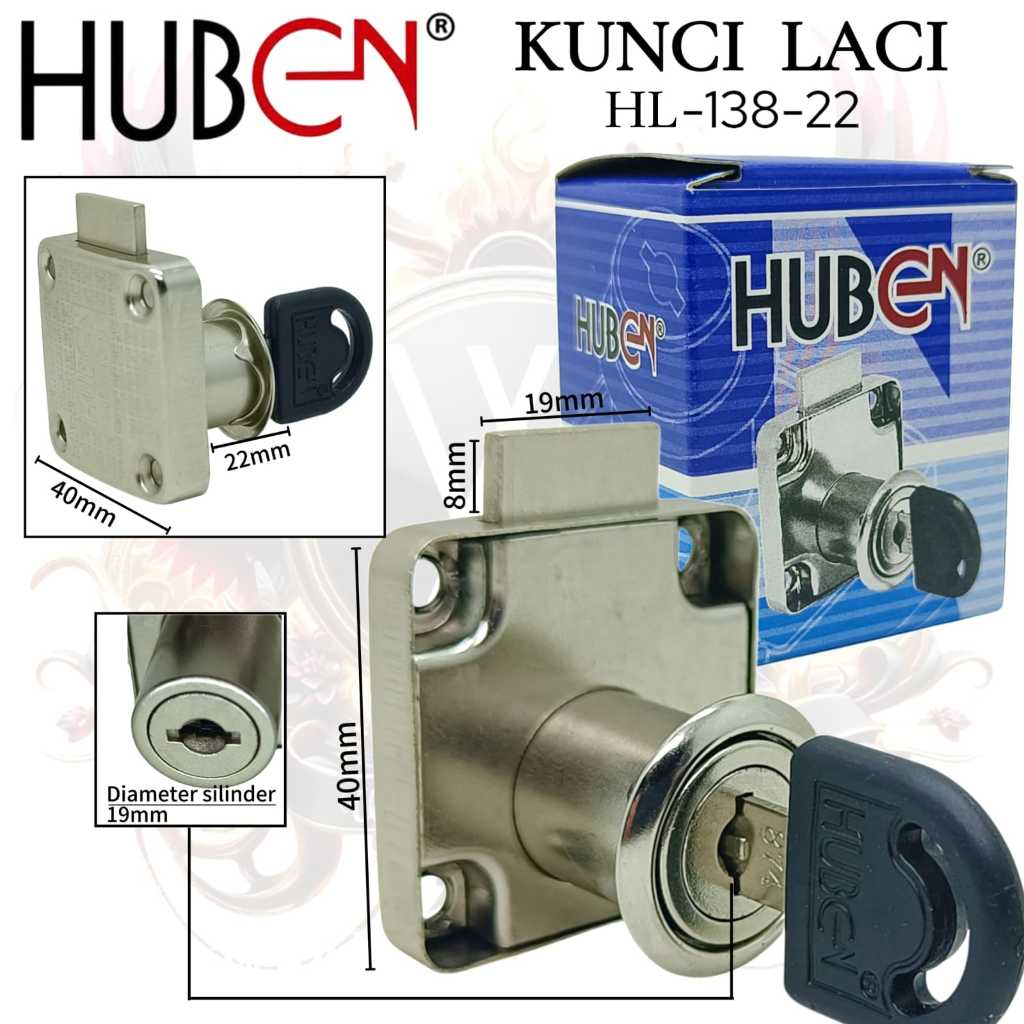 Jual Kunci laci HUBEN HL138-22 kunci loker lemari huben | Shopee Indonesia