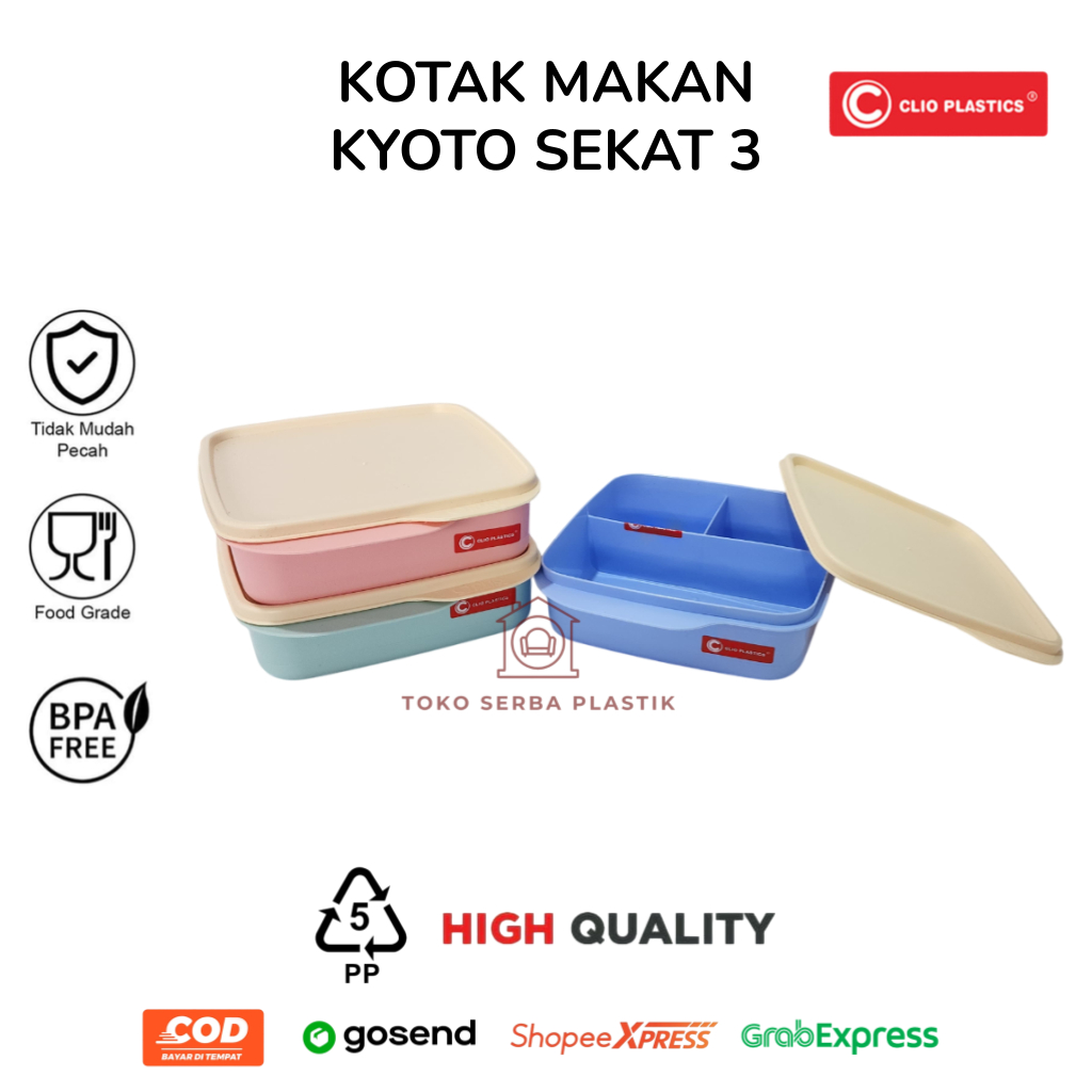 Jual Tempat Makan / Kotak Bekal Souvenir Ulang Tahun / Lunch Box Anak Kyoto Sekat 3 Clio ...