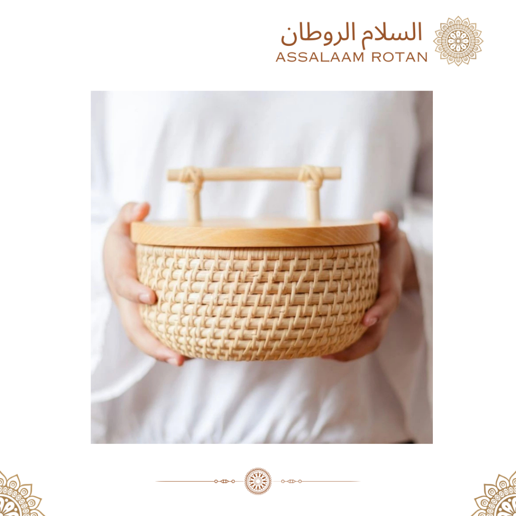 Jual Round Basket Rotan Alami / Tempat Serbaguna Bulat Penutup Kayu ...