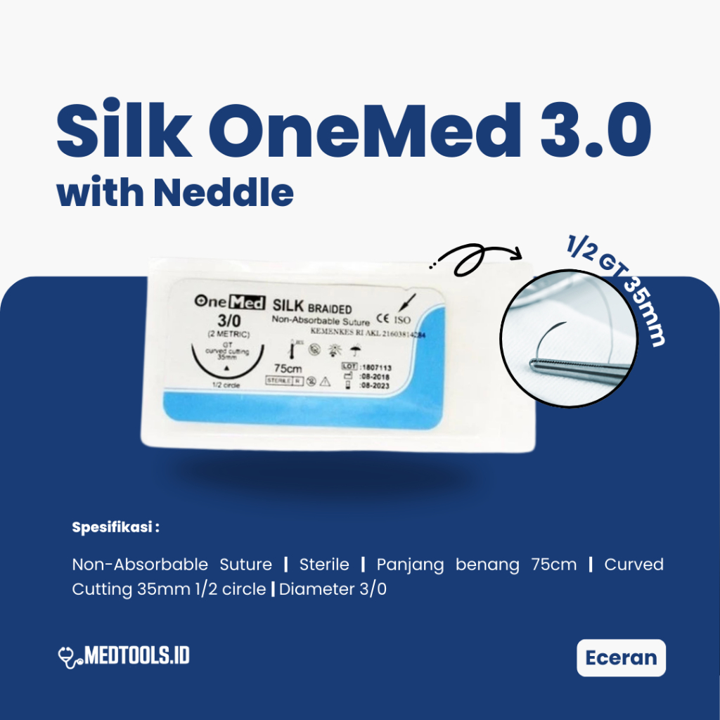Jual Silk Suture Onemed 3.0 /eceran [ Benang + Jarum Jahit / Hecting ...