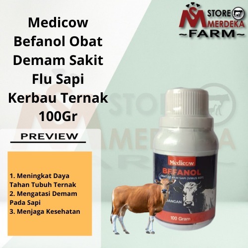 Jual Befanol Obat Demam Flu Batuk Sapi Kerbau Domba Ternak 100Gram ...