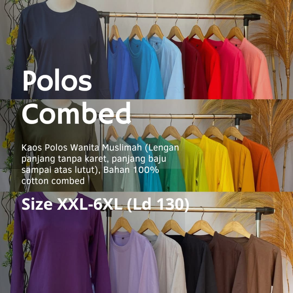 Jual (Part 2) Big Size Kaos Polos Muslimah size XXL XXXL 4XL LD 120 5XL LD 125 6XL LD 130 Jumbo ...