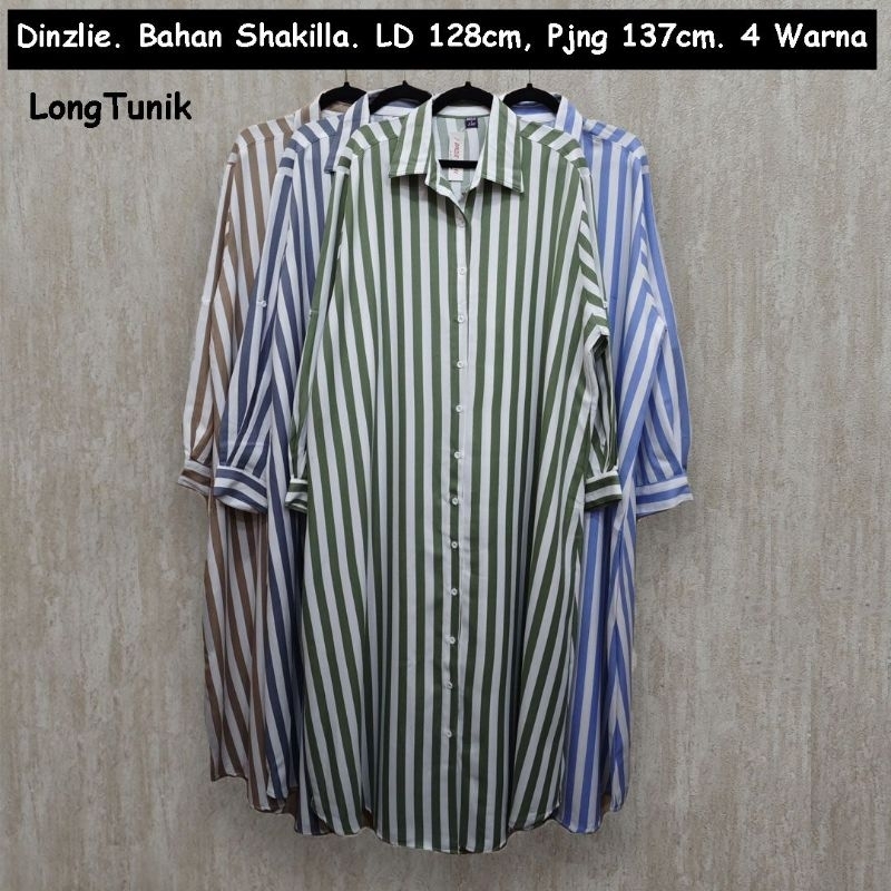 Jual Dinzlie Longtunik Jumbo Wanita Motif Salur Ld128cm Panjang 137cm ...