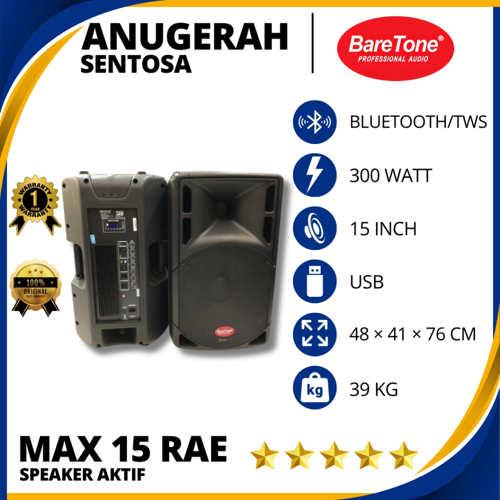 Jual Speaker Aktif Baretone Max 15 RAE Ukuran 15 Inch Original | Shopee ...