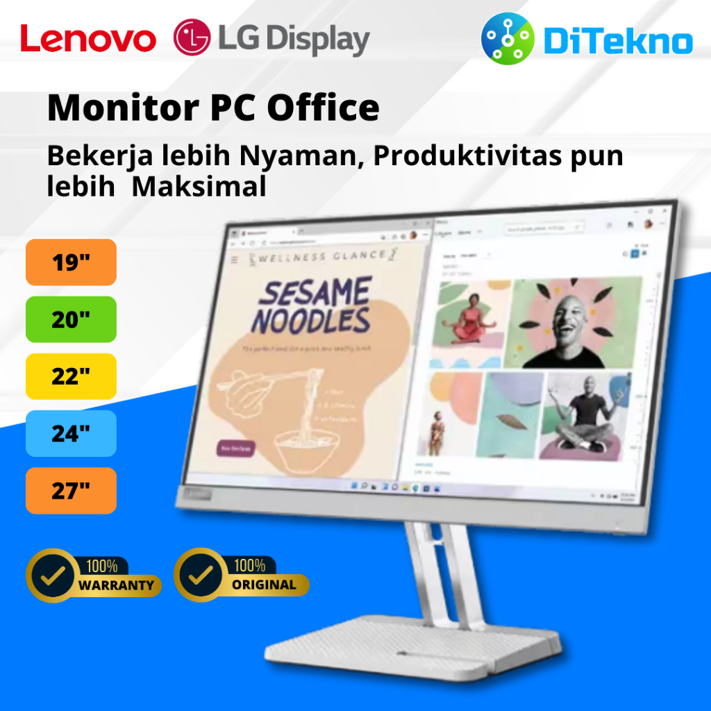 Jual Lenovo Monitor Office Kantor - 19Inch 20Inch 22Inch 24Inch 27Inch ...