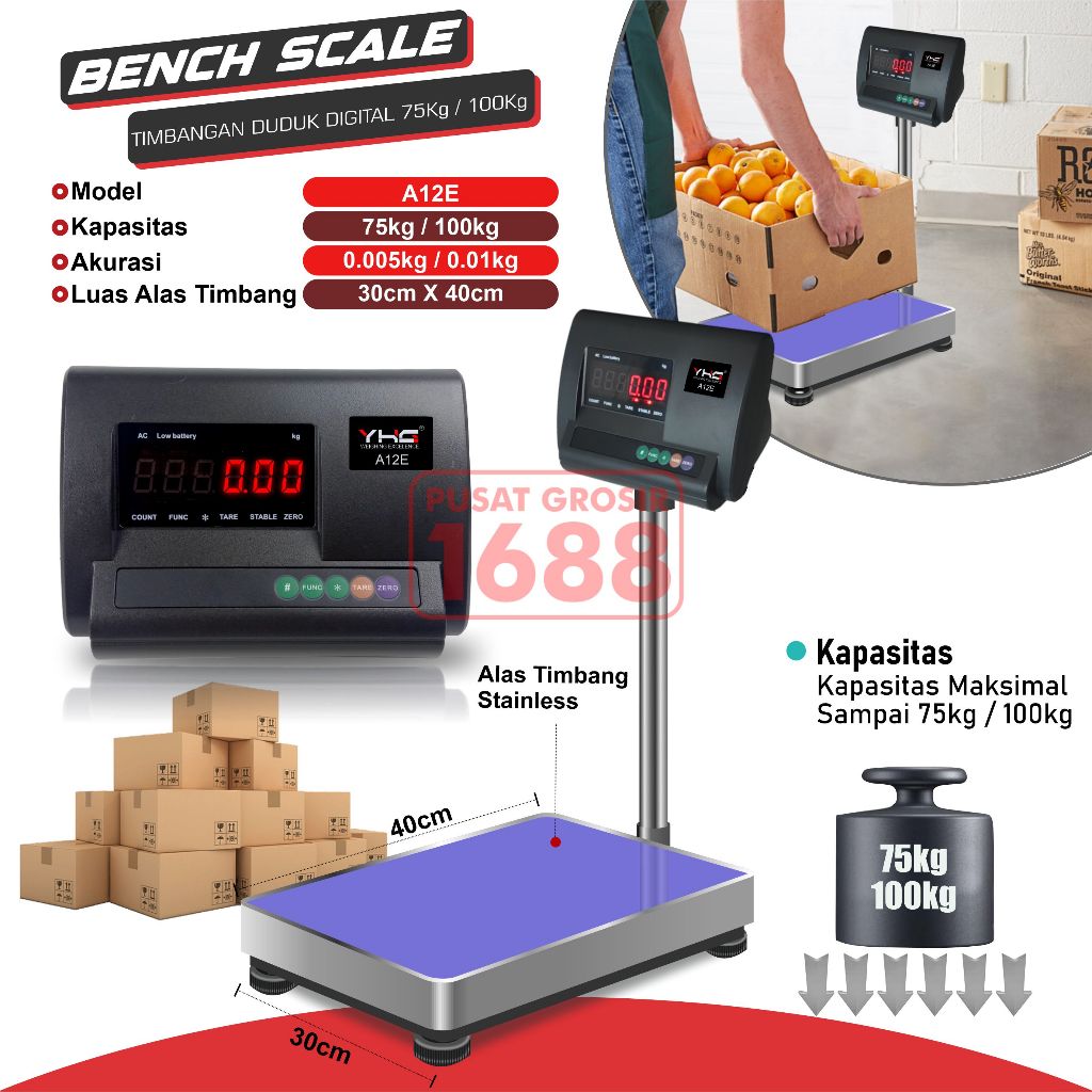 Jual Timbangan Duduk Digital Ekspedisi Paket A12E 75kg 100kg (30cm x 40cm) | Shopee Indonesia