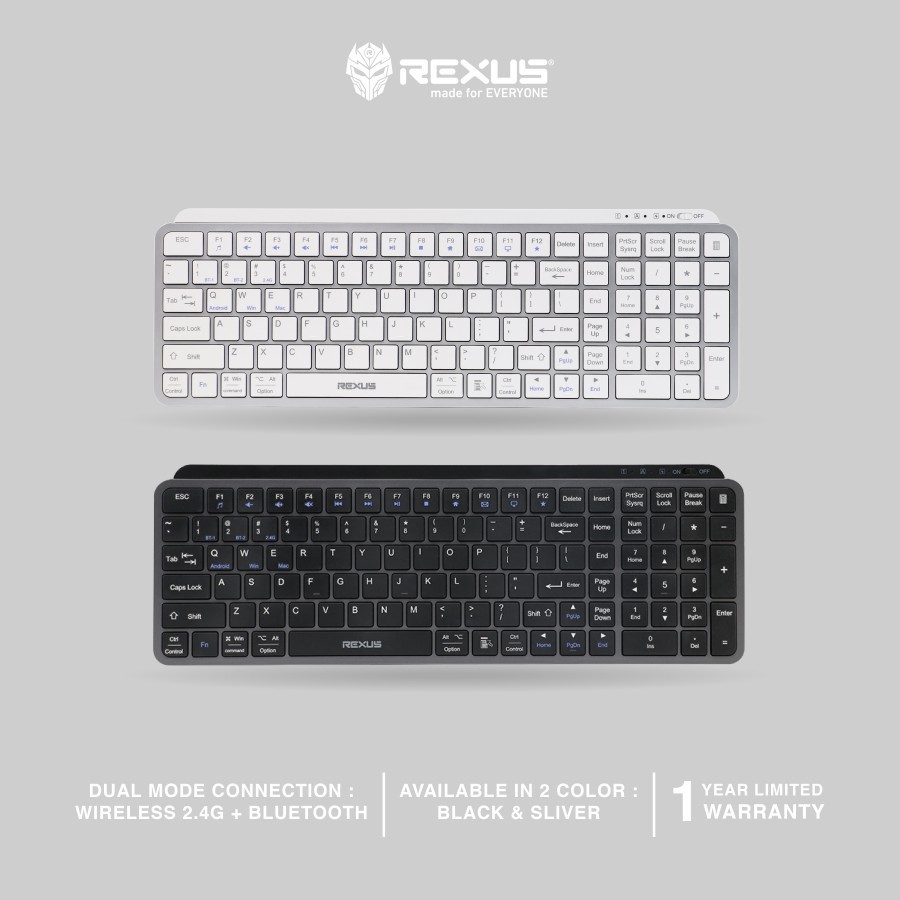 Jual Rexus KL100 / KL-100 Keyboard Bluetooth Wireless Office | Shopee ...