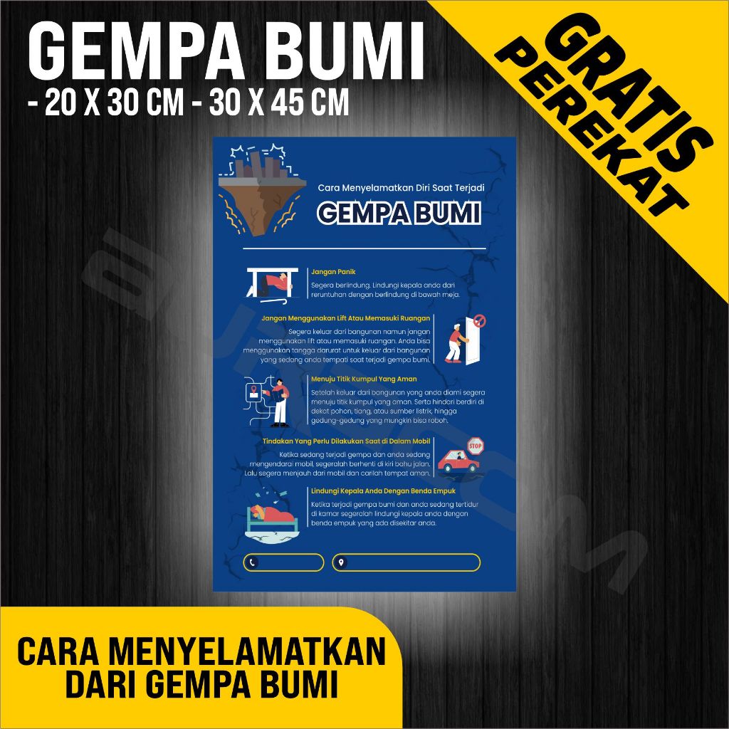 Jual PAPAN AKRILIK dan STIKER, POSTER CARA MENYELAMATKAN DARI GEMPA ...