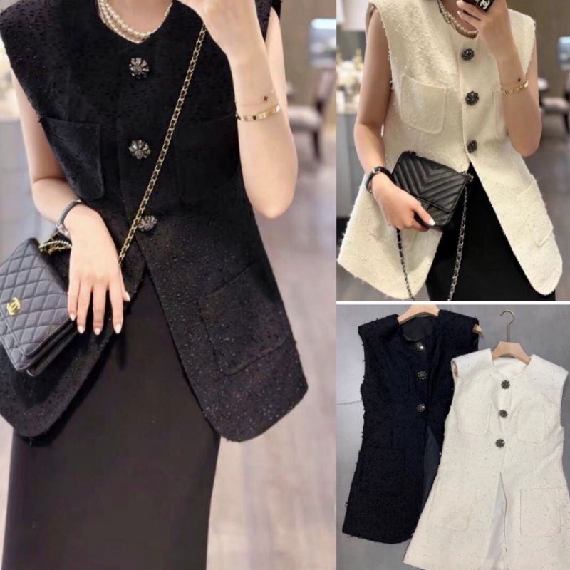 Jual VN JIWOO TWEED VEST OUTER / TWEED OUTER | Shopee Indonesia