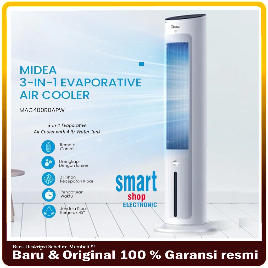Jual Air Cooler Tower Fan MIDEA MAC400R0APW 4L 45w | Shopee Indonesia