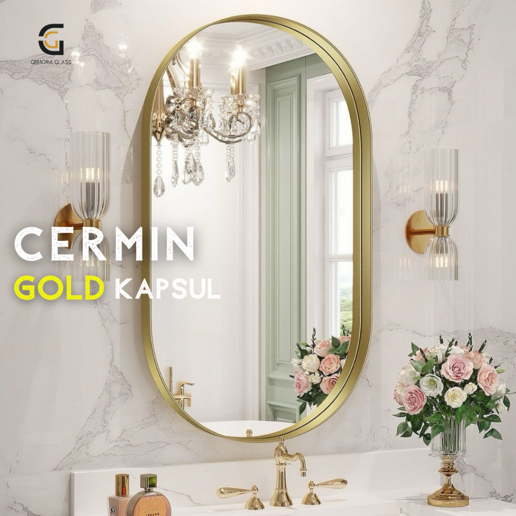 Jual Cermin Dinding Kapsul Oval Aesthetic Frame Gold Garansi 100% (Free ...