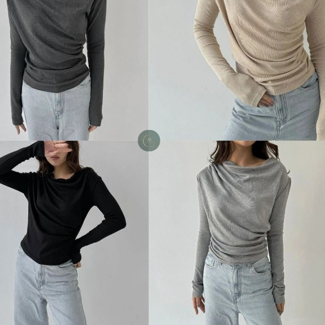 Jual Rq cloth | Atasan Knit Wanita Korean Top Baju Knit Wanita Lengan Panjang Basic Long Sleeve ...