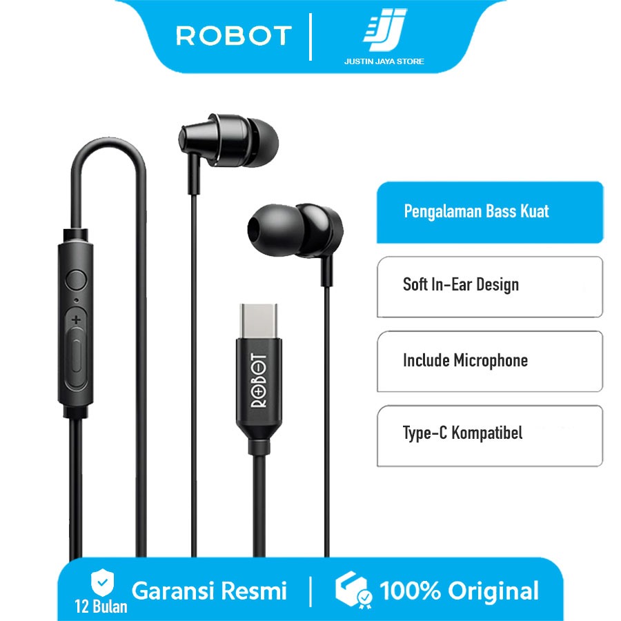 Jual Headset Robot REC240S Headset Wired Earphone Bass Android Kabel ...