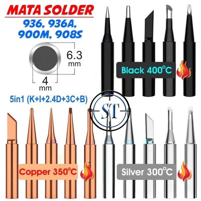 Jual 5 Pcs Mata Solder Tip Hakko 900M-T For Soldering Iron Adjustable Tool 936 5 in 1 Ujung ...
