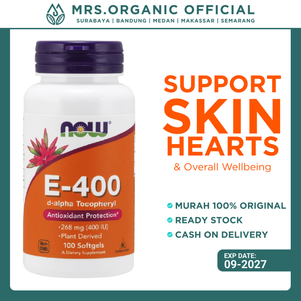 Jual Vitamin E-400 E400 IU Vitamin Antioksidan Kesehatan Kulit Jantung Imun Rambut Sehat NOW Isi ...