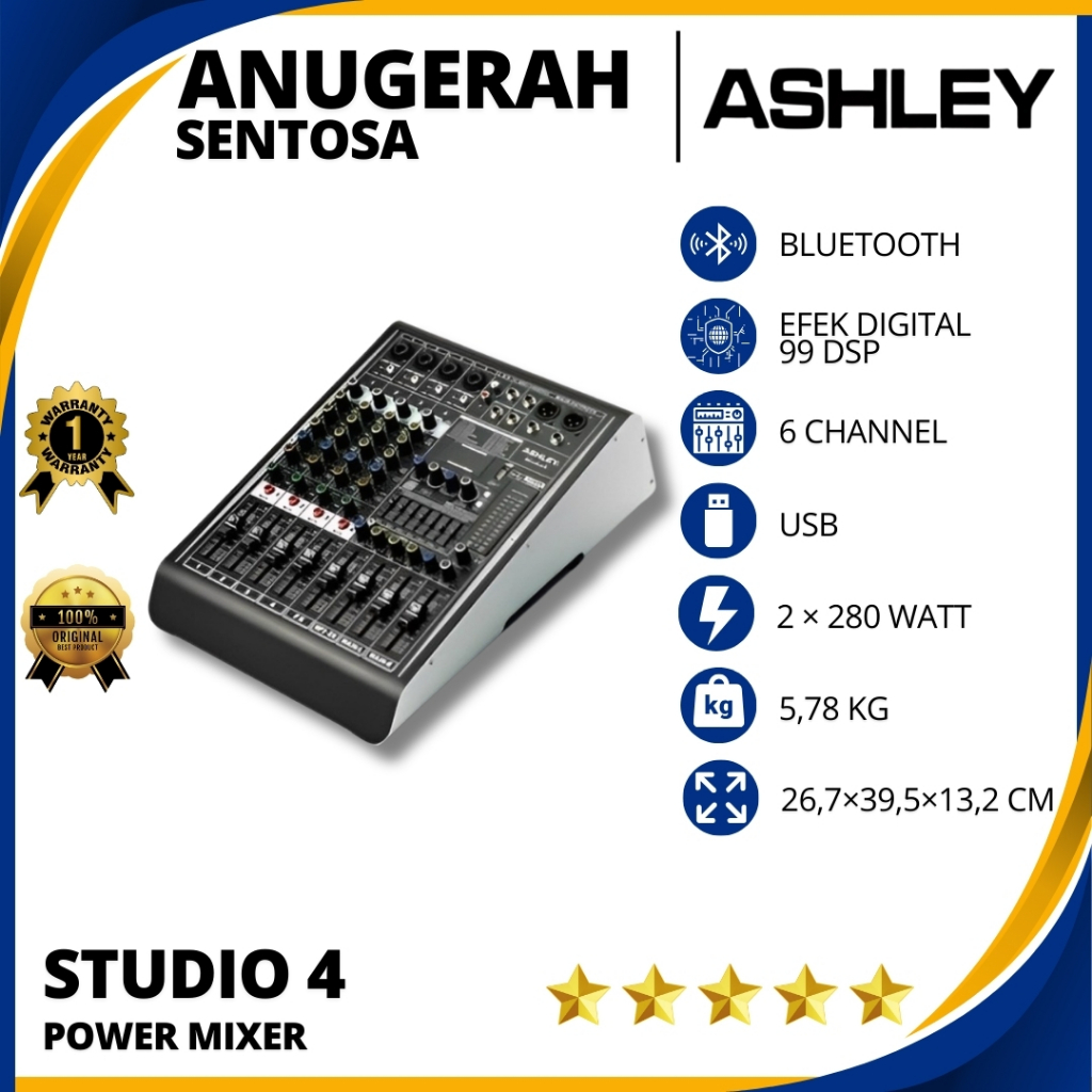 Jual Power Mixer Ashley Studio 4 (4 Channel) Original | Shopee Indonesia