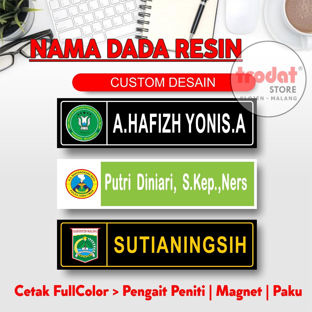 Jual Name Tag resin / nametag cembung / Nama Dada resin cembung ...