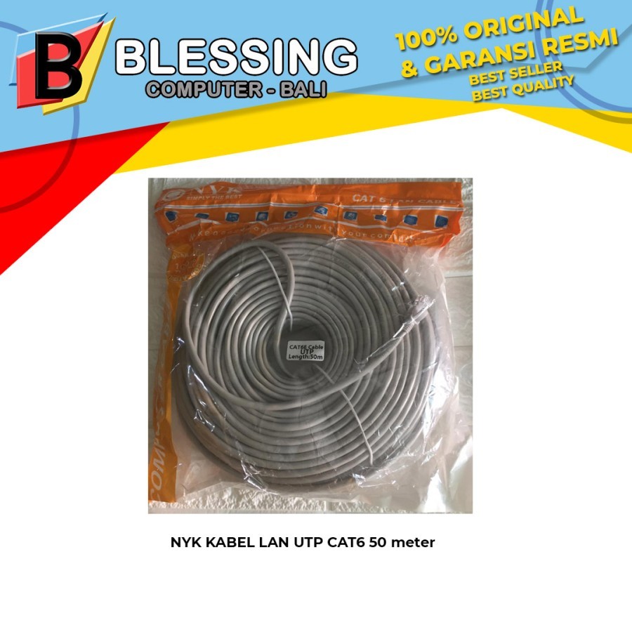 Jual KABEL LAN 50 meter cat 6 NYK / KABEL LAN 50m cat6 / KABEL LAN Cat6 50M | Shopee Indonesia