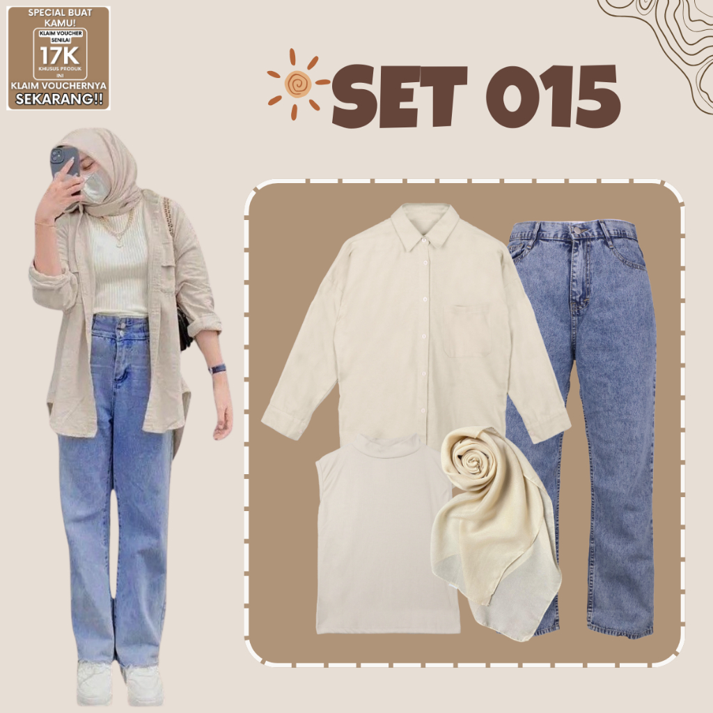 Jual Outfit Remaja Simple & Kekinian (Setelan Kemeja Linen, Inner Rib ...