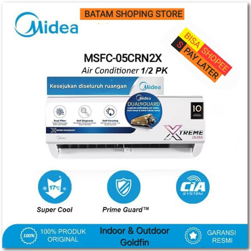 Jual AC MIDEA STANDART 1/2 PK 0.5PK MSFC-05CRN2X R32 ( INDOOR & OUTDOOR ...