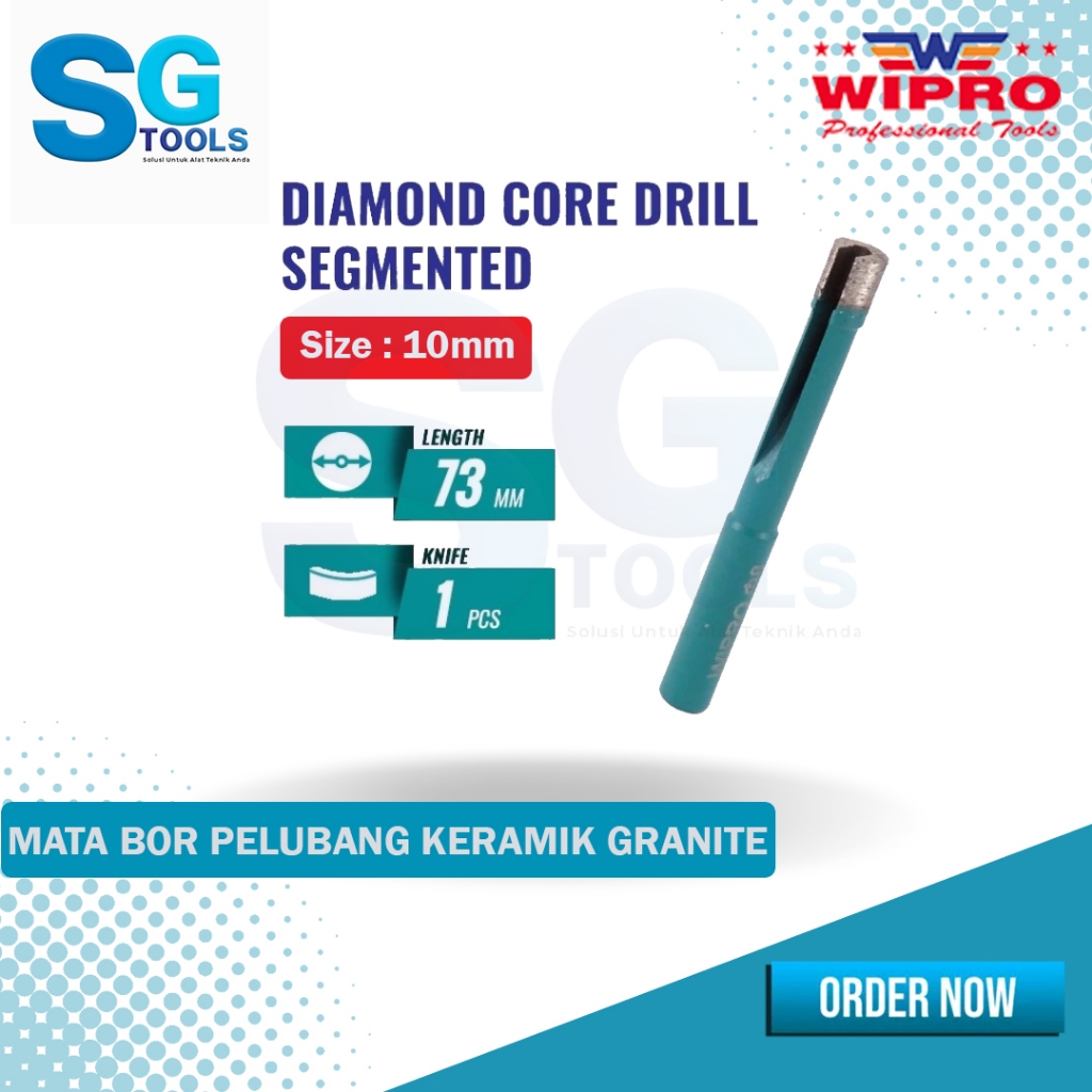 Jual Wipro Mata Bor Pelubang Keramik Granit 10mm DCS-10 - Wipro Diamond Core Drill Segmented ...