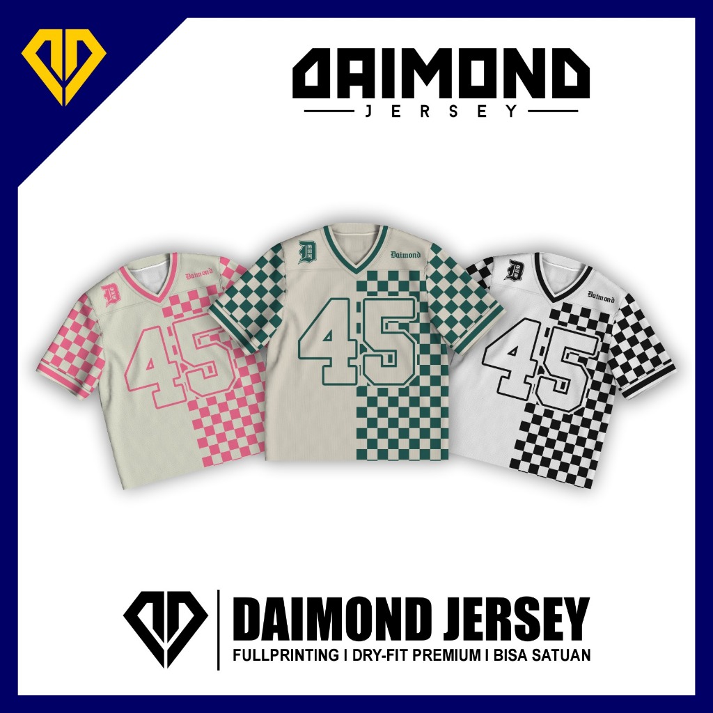 Jual DAIMOND JERSEY - Boxy Oversize Streetwear Motif Kotak, Nomor Bebas ...
