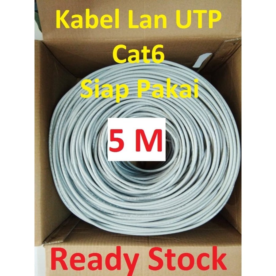 Jual KABEL LAN CAT 6 RJ45 - KABEL UTP CAT6 5 METER SIAP PAKAI | Shopee Indonesia