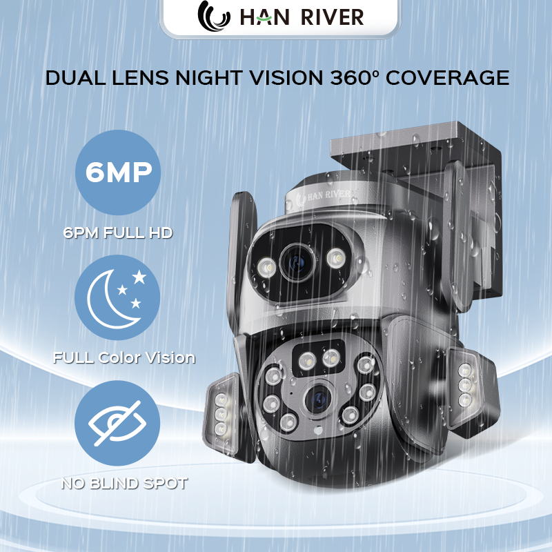 Jual HAN RIVER CCTV Outdoor Wifi 6MP HD Full Color Night Vision Dual ...