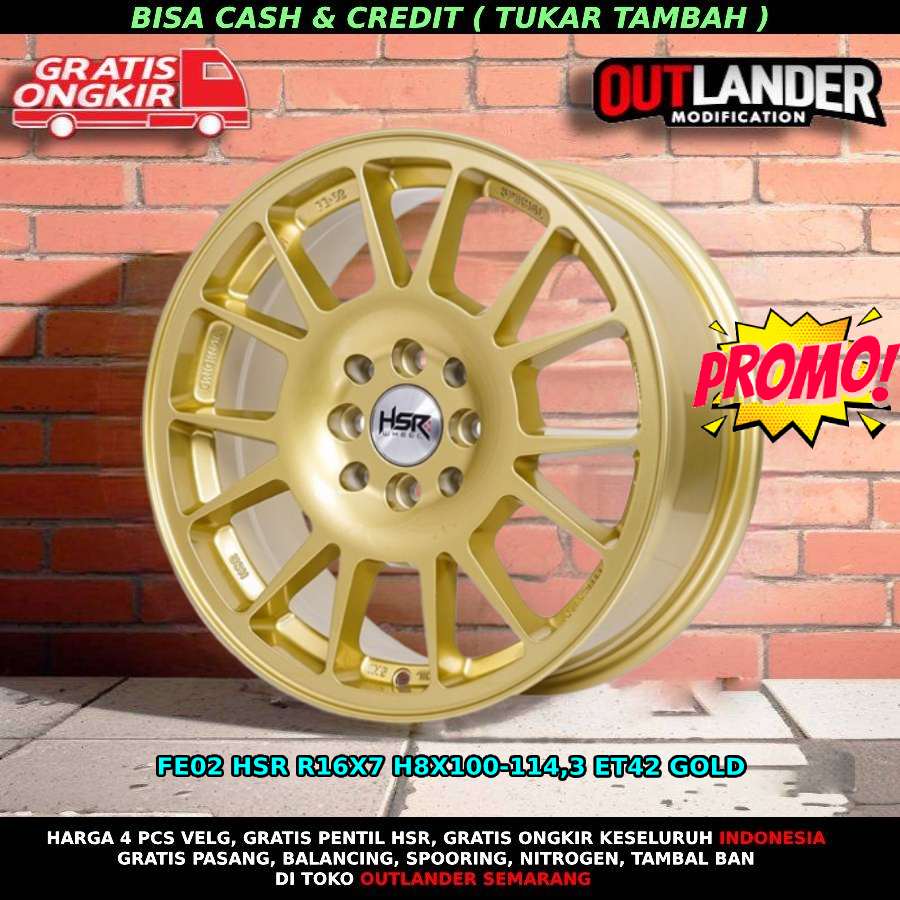 Jual VELG MOBIL RACING RING 16 TYPE HSR FE02 HSR R16X7 H 4X100 - 4X114,3 ET42 GOLD FOR JAZZ ...