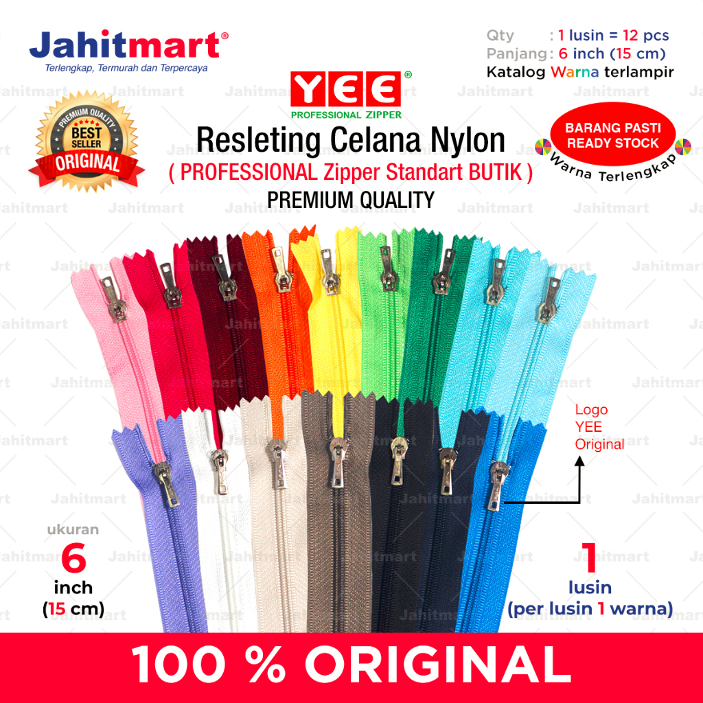 Jual RESLETING CELANA BIASA 35-NEC "YEE" / METAL NYLON 6 INCI (15CM ...