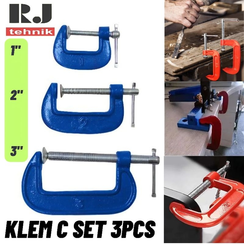 Jual Catok C Clamp Klem C Set isi 3 pcs Ukuran 1 2 3 inch | Shopee ...