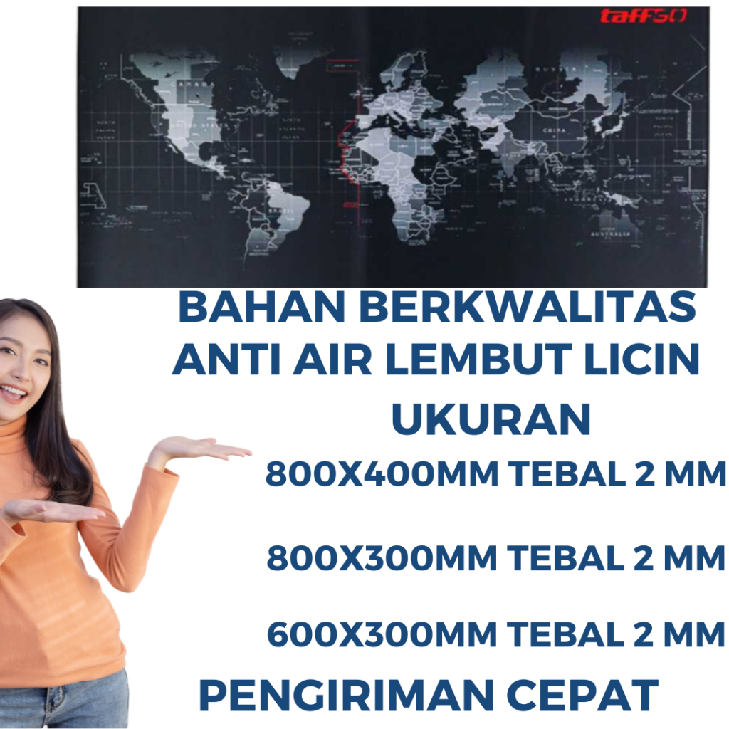 Jual Mousepad Gaming XL 80x30cm Motif Peta Dunia - Desk Mat Anti Slip ...