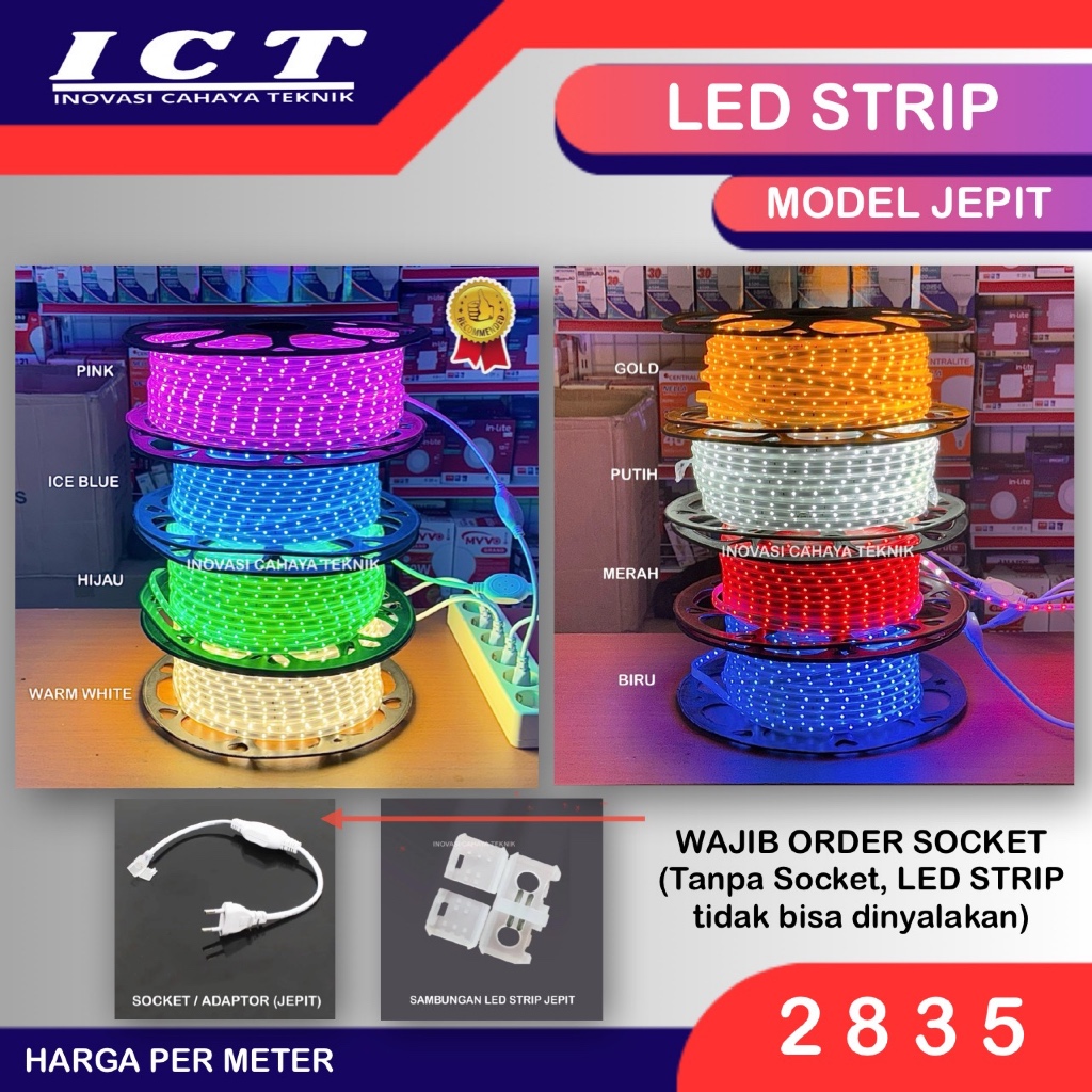 Jual Lampu LED Strip Selang SMD AC 220V Meteran Outdoor dan Indoor ...