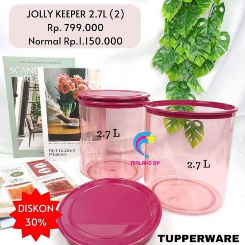 Jual TUPPERWARE TOPLES JOLLY CANISTER 2. 7L(2pc) | Shopee Indonesia