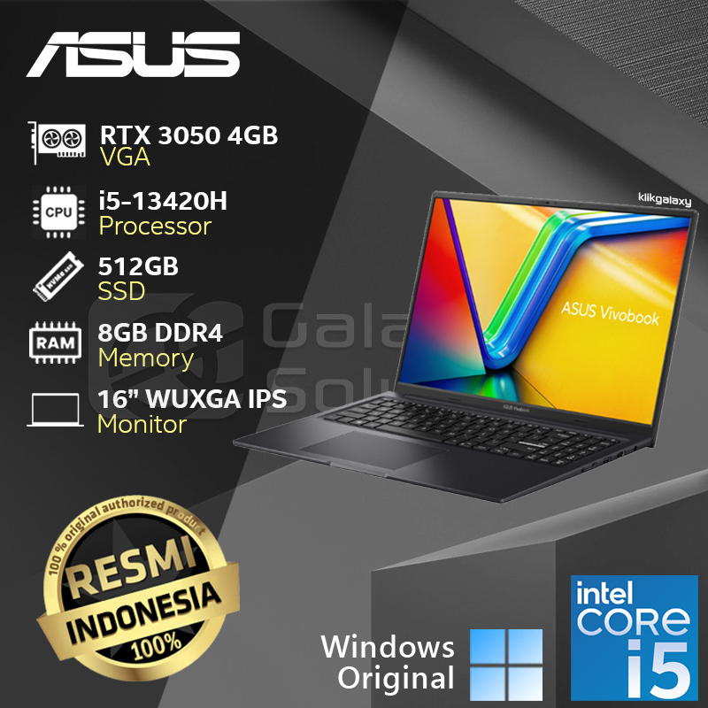 Jual Asus Vivobook 16X K3605VC-I535B6T-HM - Intel Core i5-13420H 512GB SSD 8GB RAM RTX 3050 4GB ...