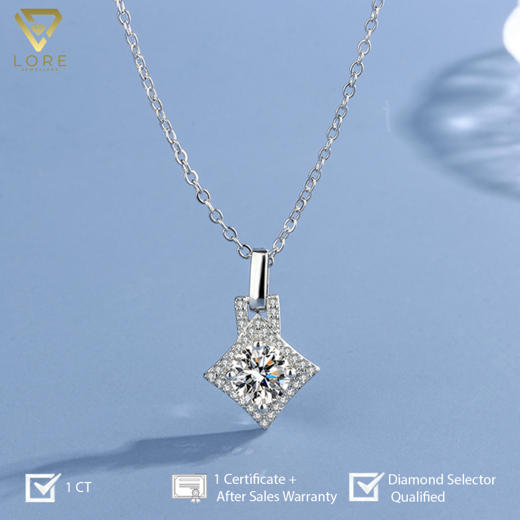 Jual Lore Jewellery - Kalung Moissanite Lapis Emas 18K - Rhombus Shaped ...
