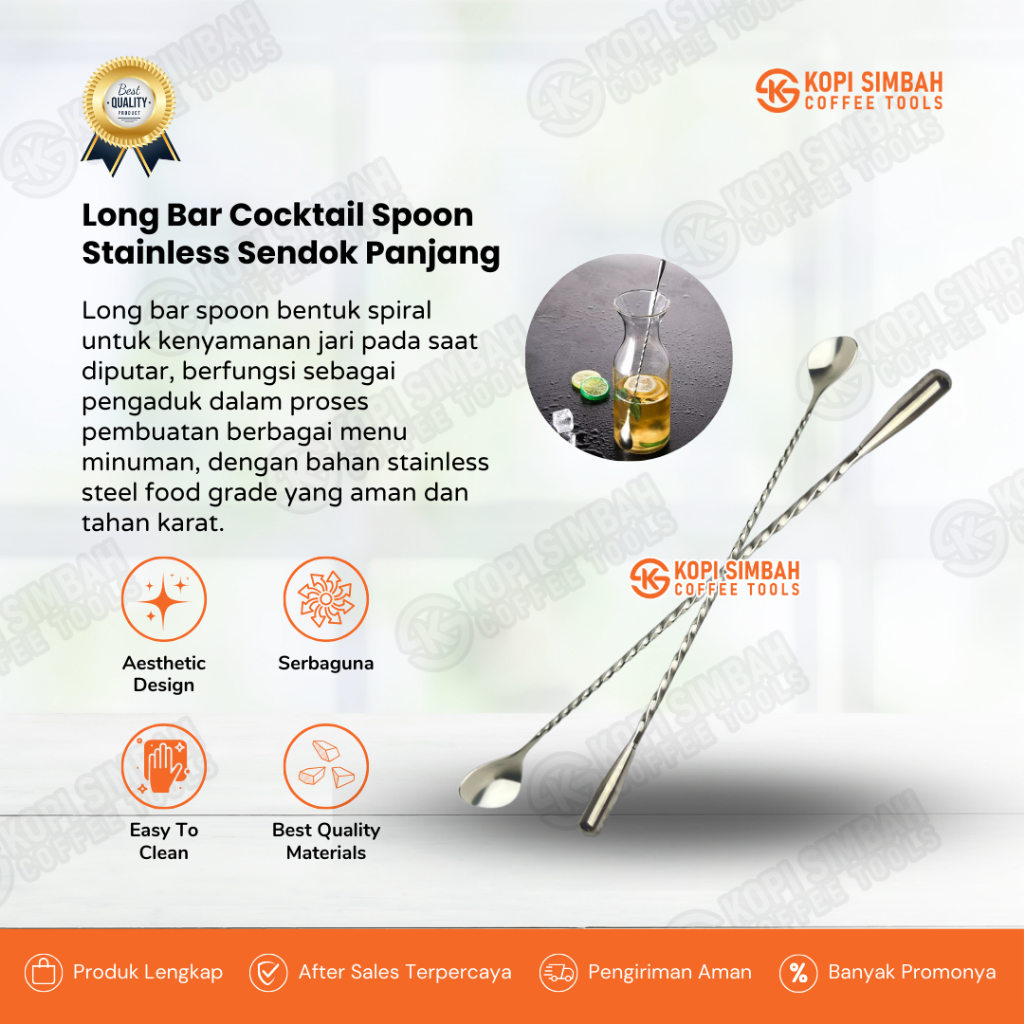 Jual Long Bar Cocktail Bartender Spoon Stainless Sendok Penganduk ...