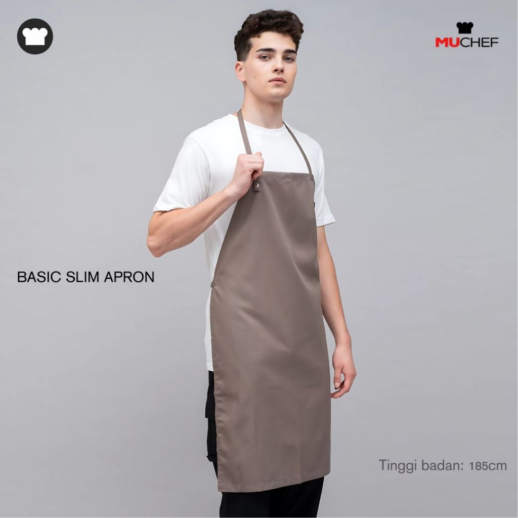 Jual MUchef Basic Slim Apron / Celemek Soda Grey | Shopee Indonesia