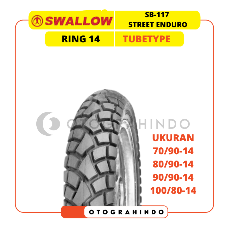 Jual BAN LUAR MOTOR SWALLOW SB-117 STREET ENDURO RING 14 NON TUBELESS UKURAN 70/90 80/90 90/90 ...