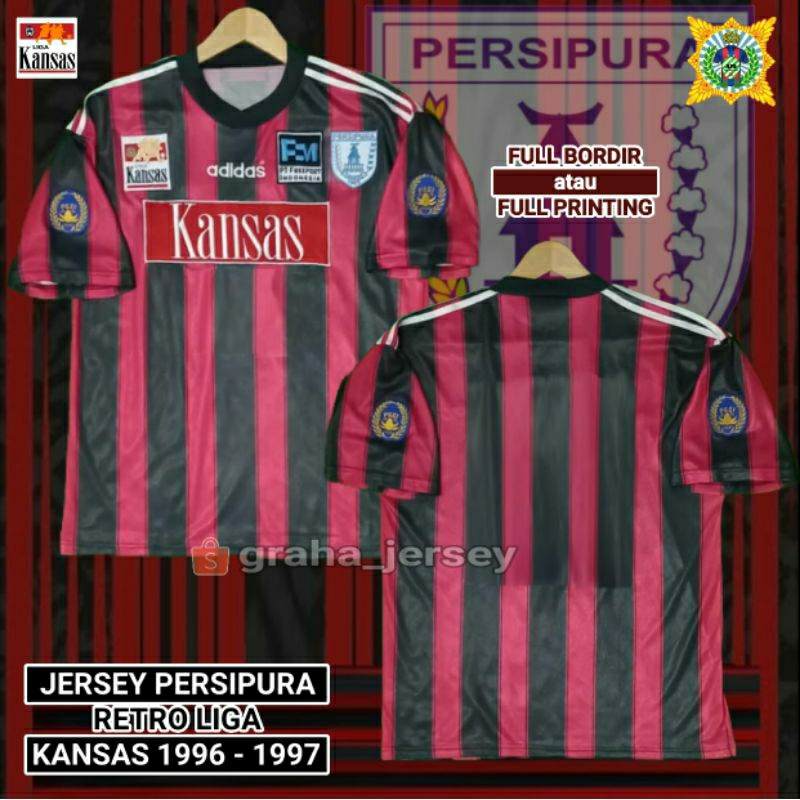 Jual Jersey PERSIPURA Jayapura Home 1996 - 1997 Liga KANSAS Merah Salur ...