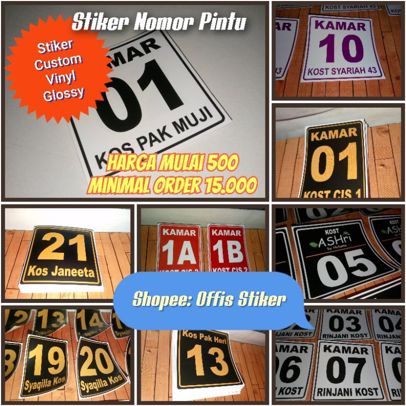 Jual Stiker Custom Nomor Kos Vinyl Glossy Waterproof Nomor Pintu Nomor ...